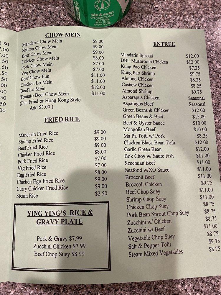 Menu at Mandarin House #4 restaurant, Stockton