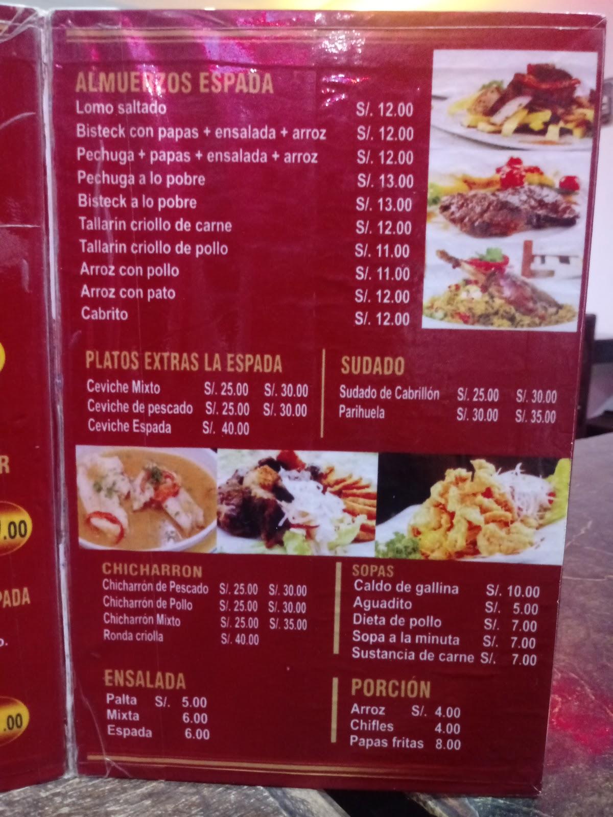 Menu at Restaurante Pollos a la Brasa LA ESPADA, Piura
