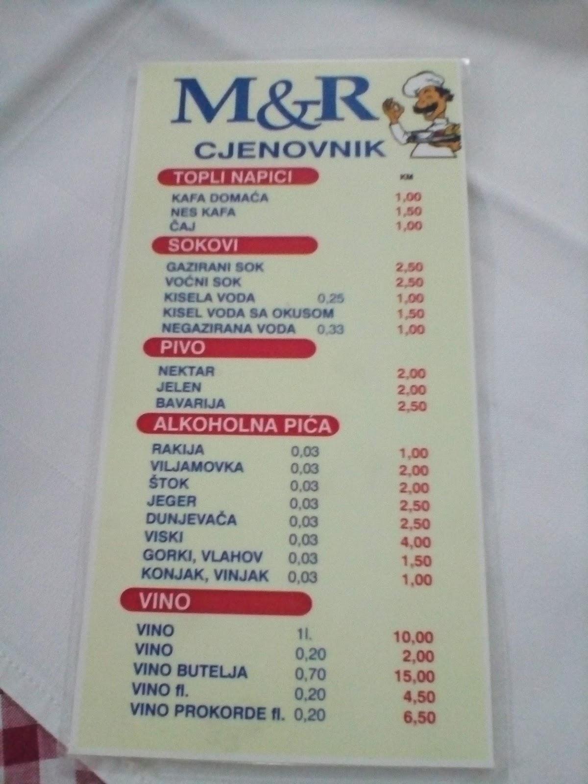 Speisekarte von Restoran M&R restaurant, Laktaši