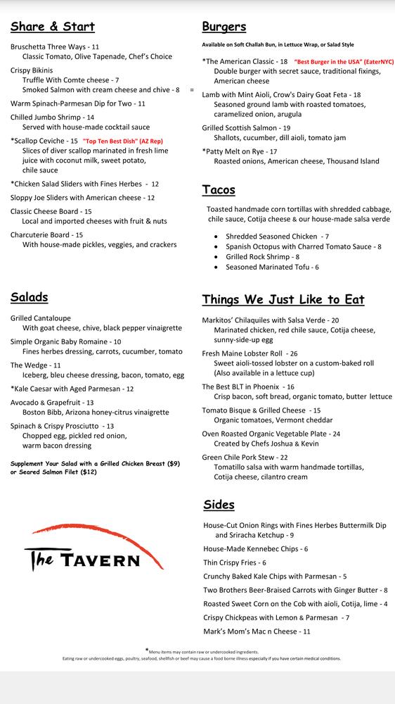 Menu at Tarbell's Wine Store (The Wine Store) pub & bar, Phoenix, E ...
