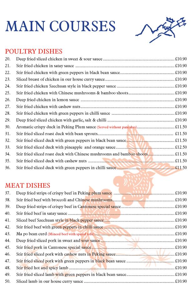 Menu at King Neptune restaurant, Newcastle upon Tyne, Parkside