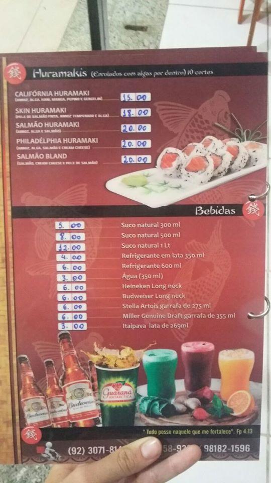 Menu at Sushi Mania Japonesa cafeteria, Manaus, Av. Torquato Tapajós nº ...