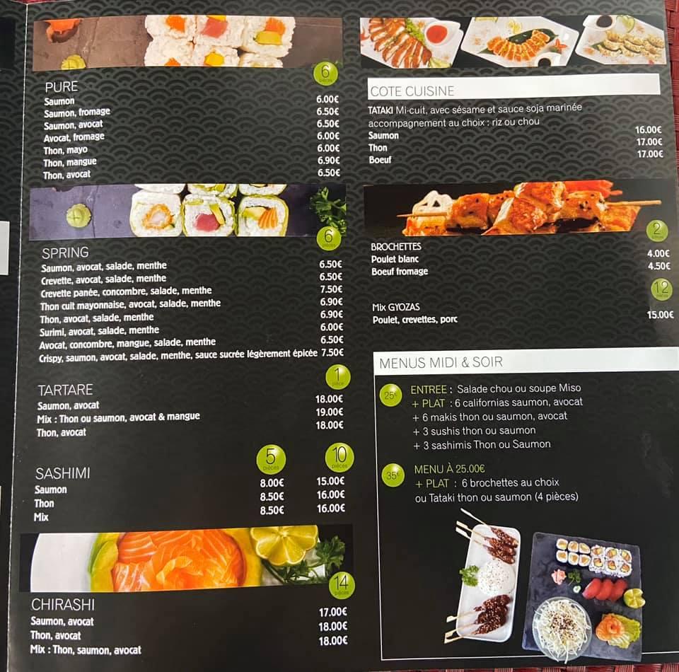 Menu at daiki sushi restaurant, Roquebrune-sur-Argens