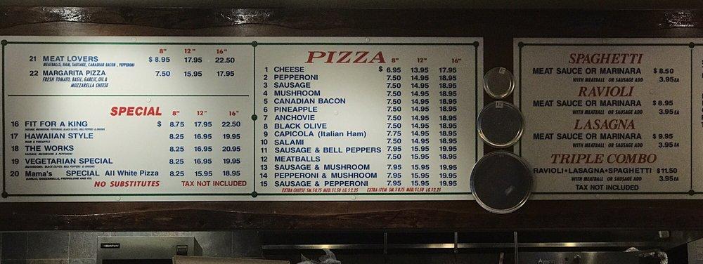 Menu at Adriano's Pizza Grotto pizzeria, Alpine