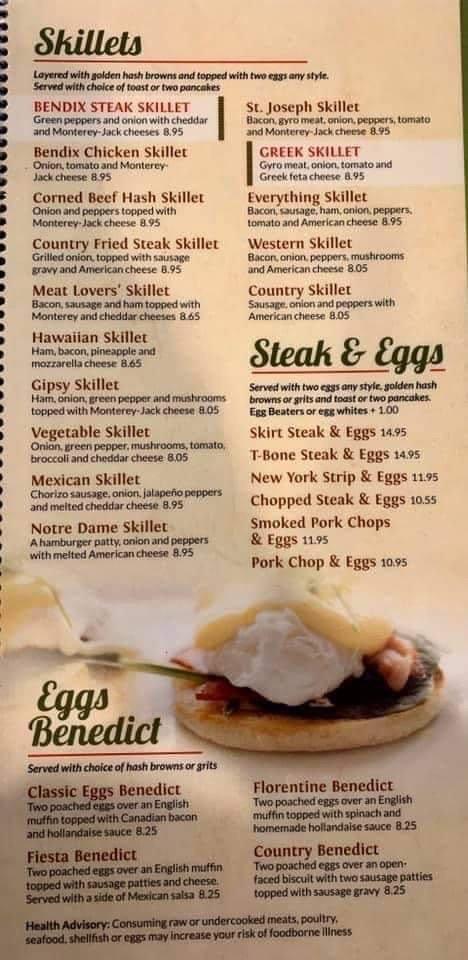 Menu at Bendix Restaurant Family Dining, South Bend, W Western Ave