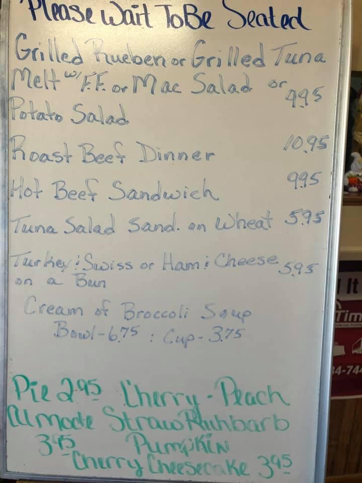 Menu at Coachlight Cafe, Valentine