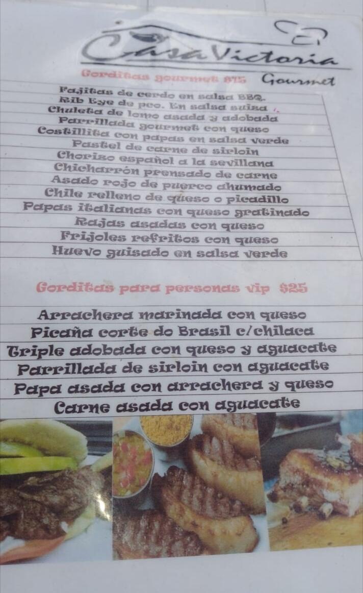 Menu at Gorditas Casa Victoria restaurant, Torreón