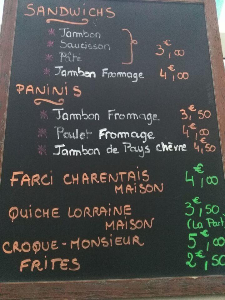 Menu at Le Thalassa restaurant, Marans
