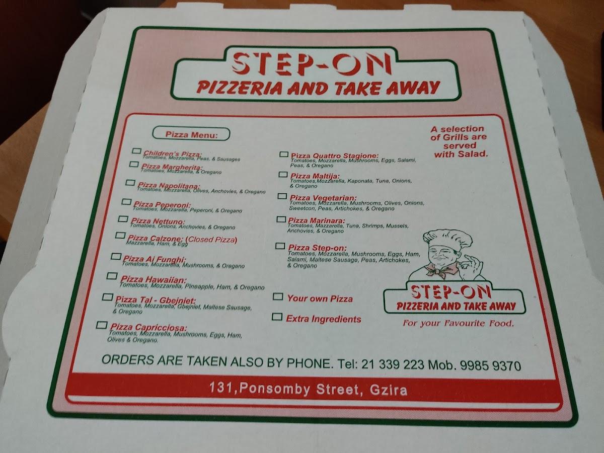 Carta del restaurante Step On Take Away, Gzira
