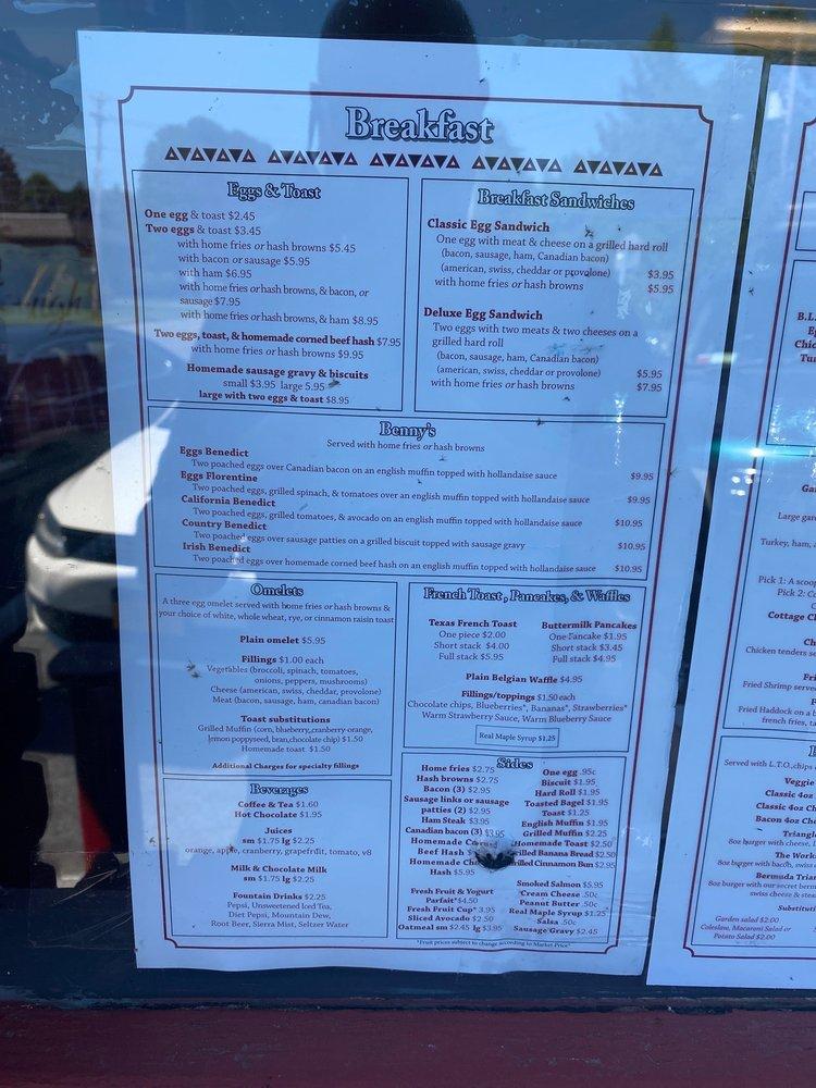 Menu at Triangle Diner restaurant, Saratoga Springs