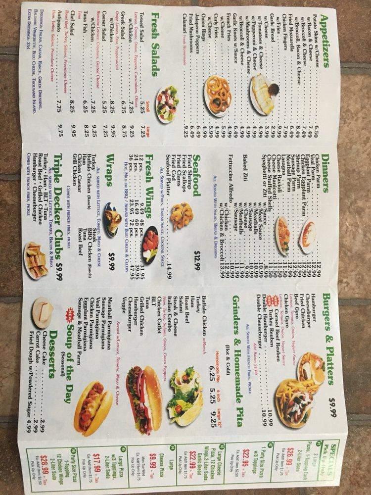 Menu at Vivaldi's Pizzeria, Lee