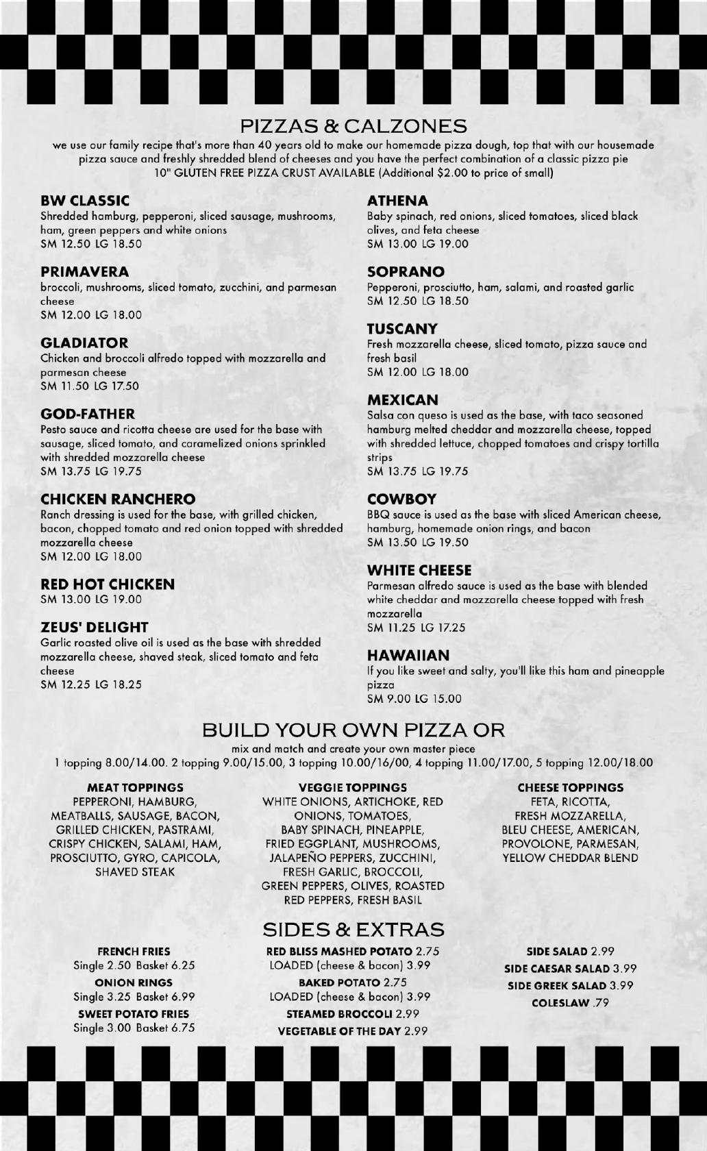 Menu at Black & White Grille restaurant, Spencer