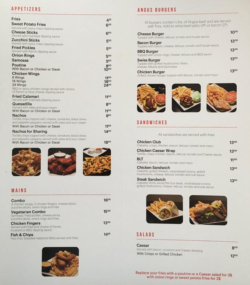 Menu at Johnny's Bar Billards, Montréal