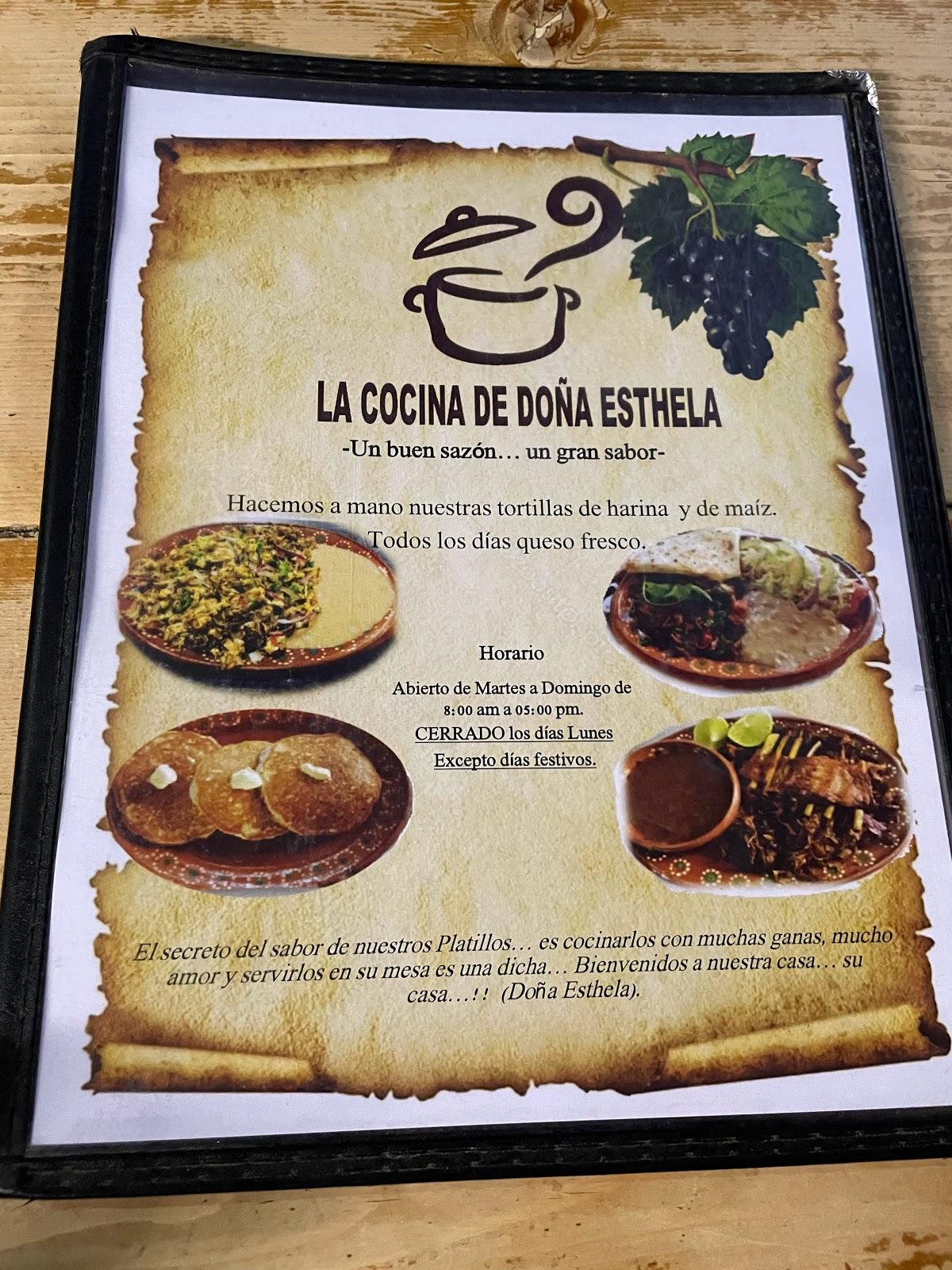 Carta del restaurante La Cocina del Doña Esthela, Mexico, Ranchos