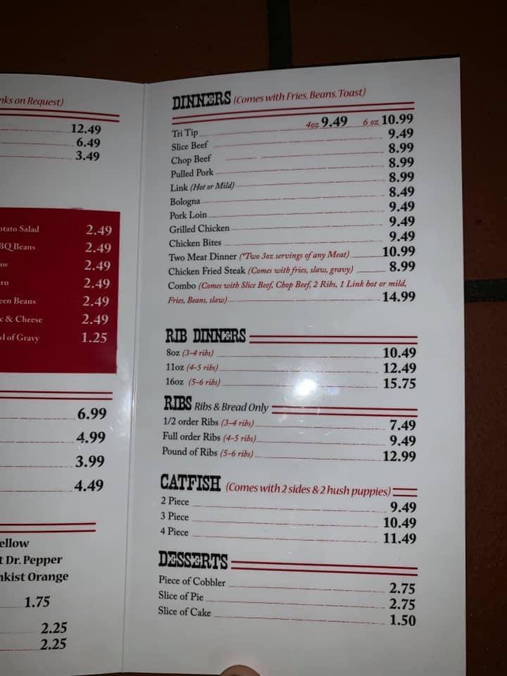 Menu at My Place BBQ Tahlequah, Tahlequah