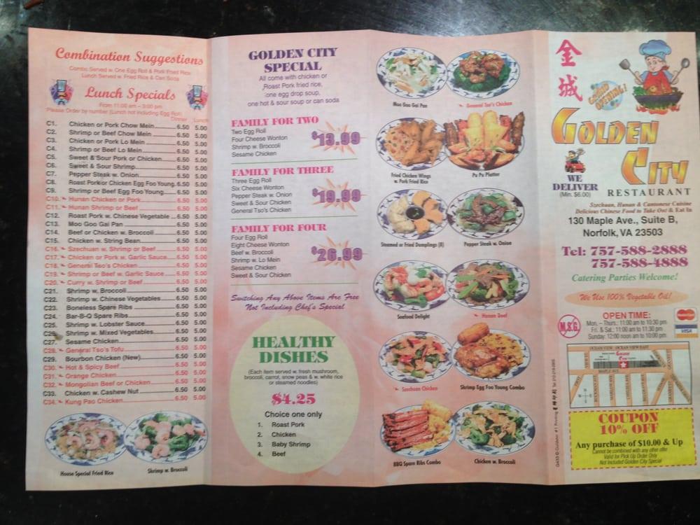 Menu at Golden City restaurant, Norfolk, 130 Maple Ave ste a