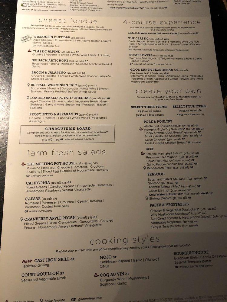 Carta del restaurante The Melting Pot, Boise, 200 N 6th St
