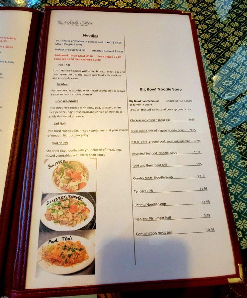 Menu at Orchids Thai Restaurant, Port Richey