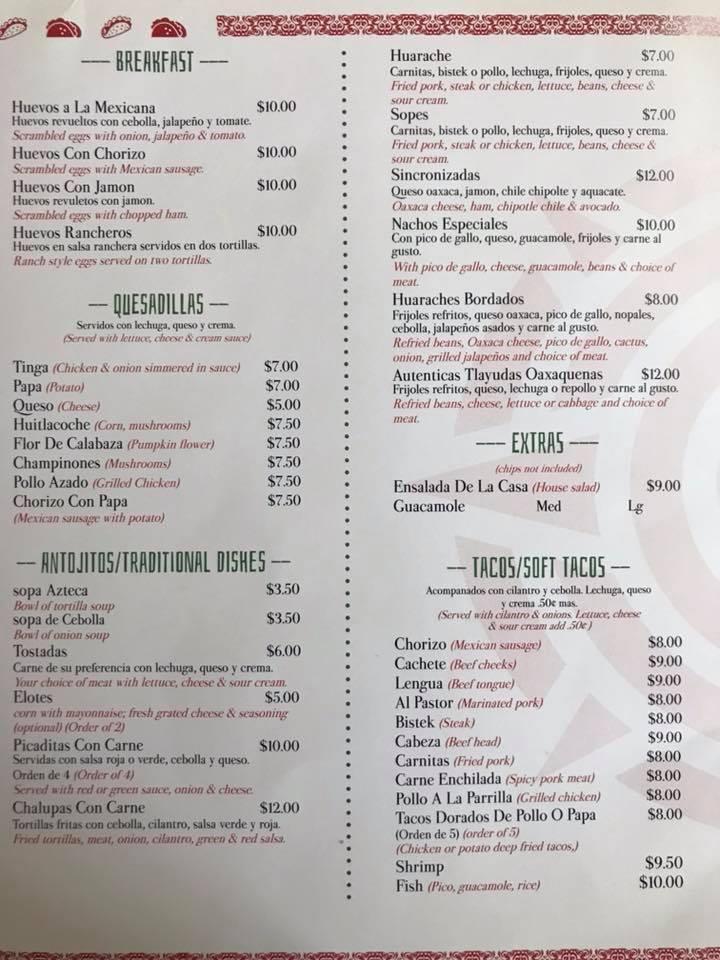 Carta de Restaurante Colosio, Swedesboro
