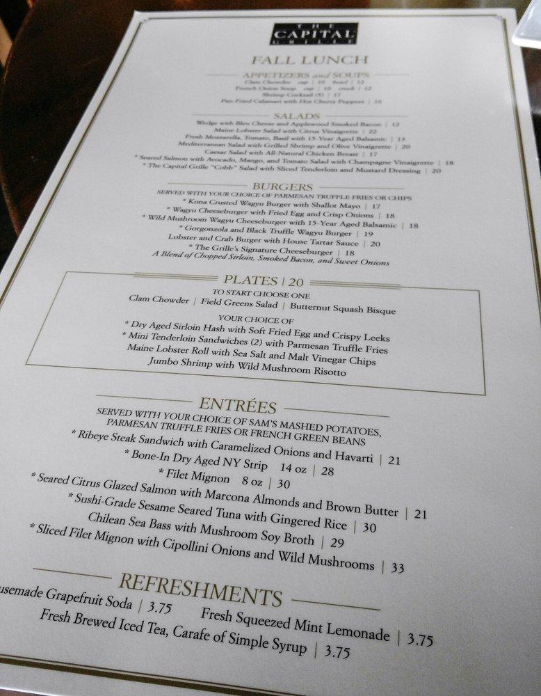 Menu at The Capital Grille pub & bar, Orlando, Conroy Rd A146