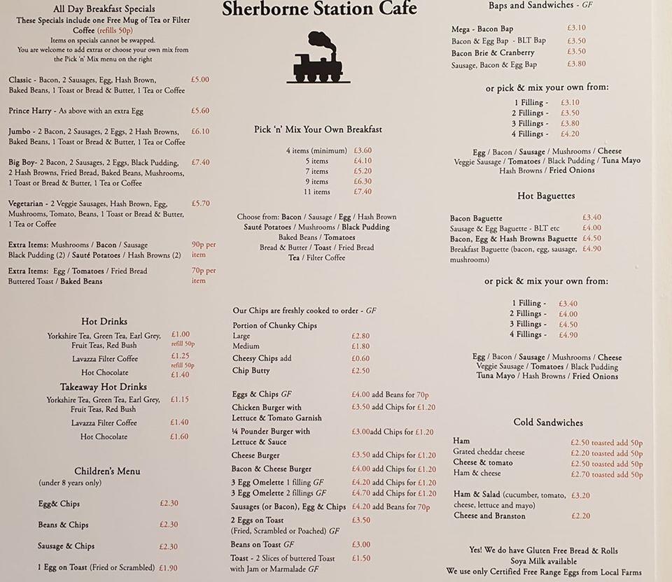 Menu at The Station Cafe, Sherborne