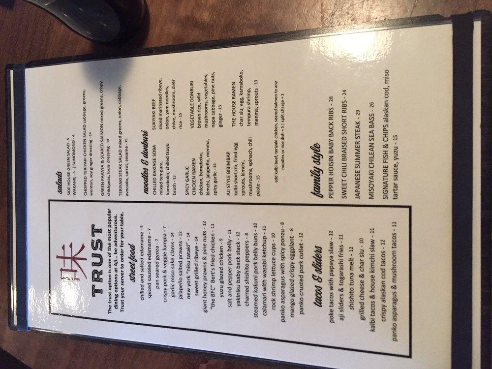 Carta del restaurante Aji Japanese Bistro, El Dorado Hills