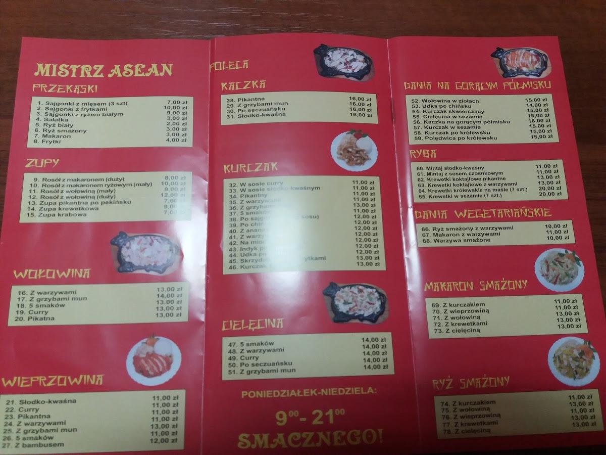 Menu at Bar Mistrz Asean STRARACHOWICE, Starachowice