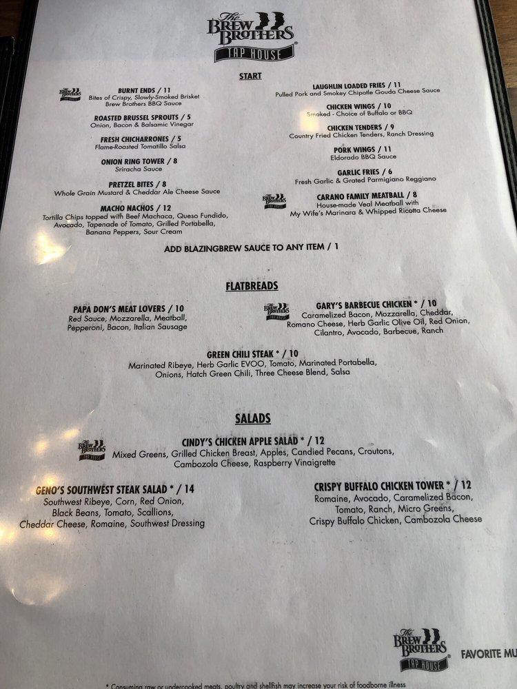 Menu at Brew Brothers pub & bar, Laughlin, S Casino Dr