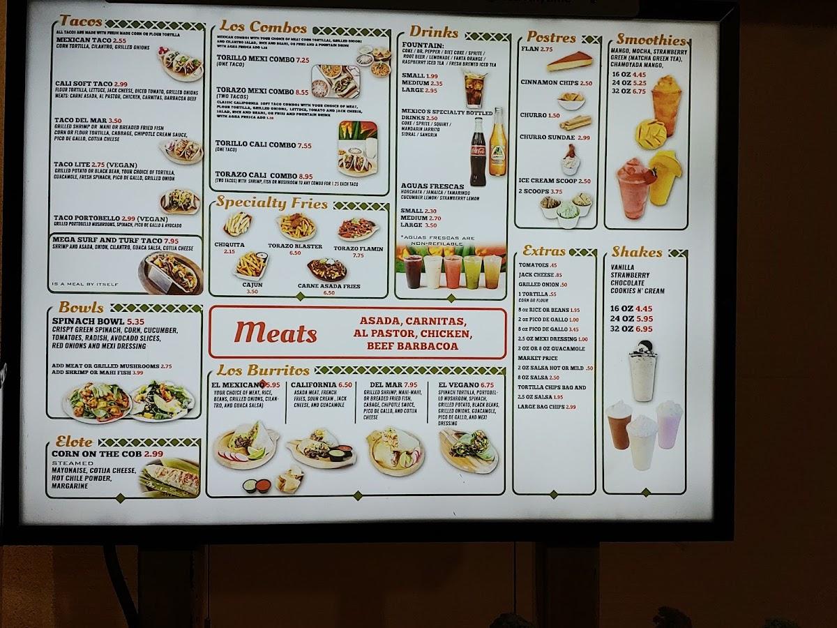 Menu at El Torazo Mexican Restaurant, Bellflower