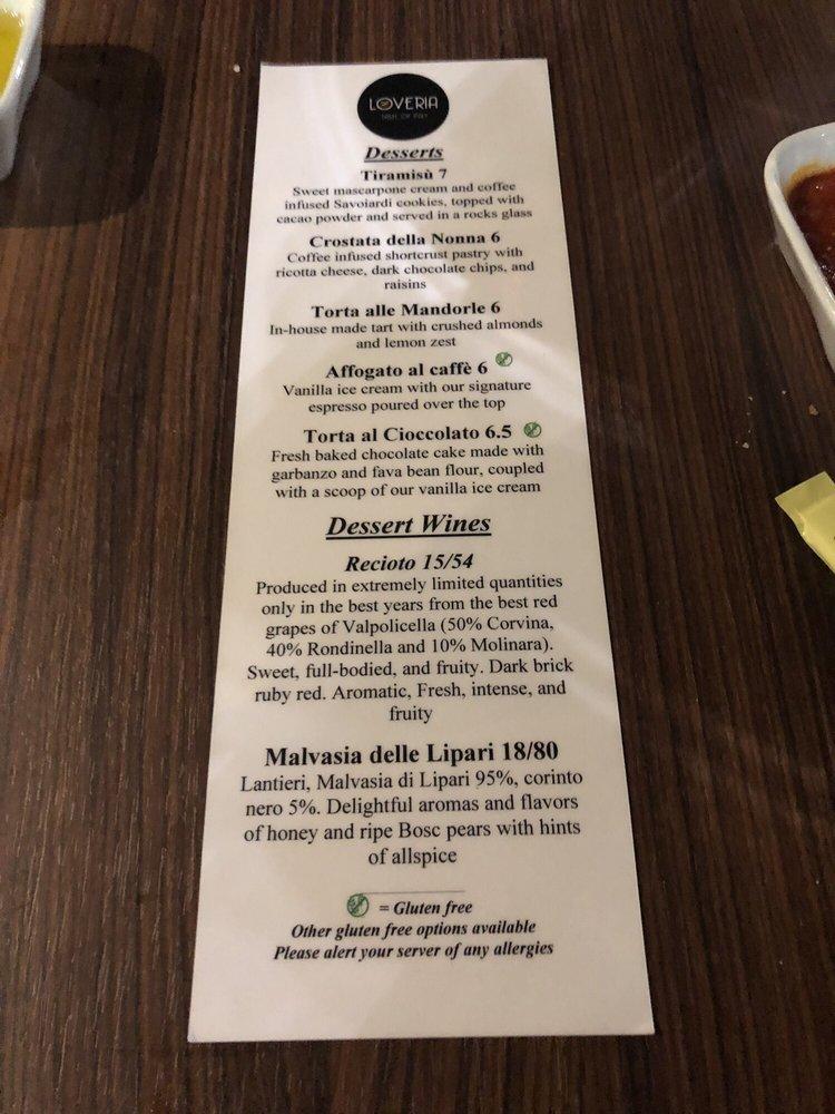 Menu at Loveria Caffè Taste Of Italy pub & bar, Colleyville