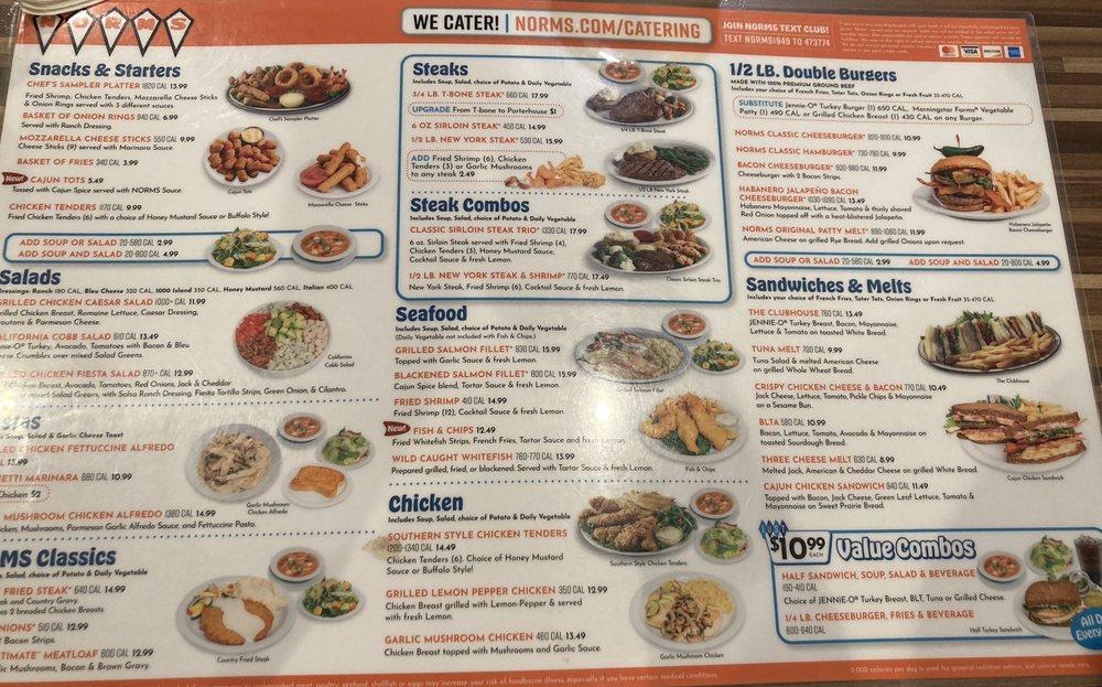 Menu at NORMS Restaurant, Rialto, W Renaissance Pkwy