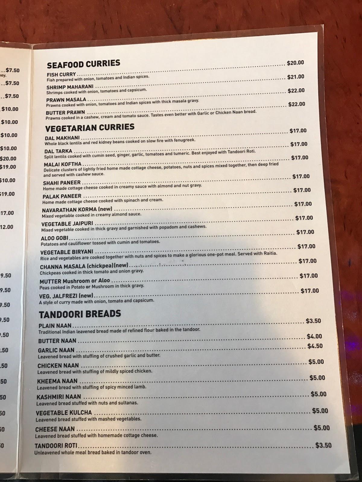 Menu at Priya Cafe & Restaurant, Greymouth