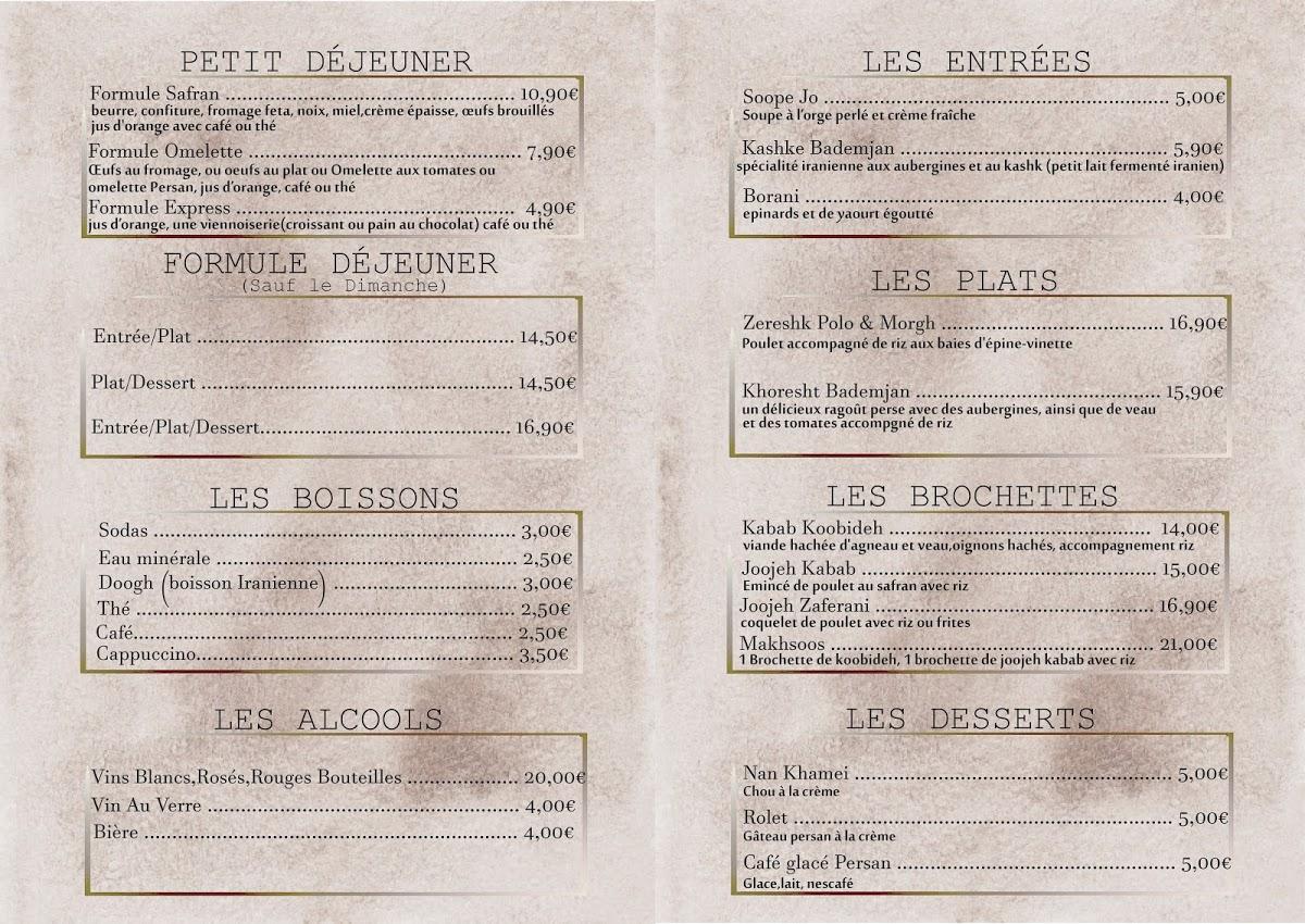 Menu at Restaurant Safran, Toulouse, 18 Av. Antoine de Saint-Exupéry