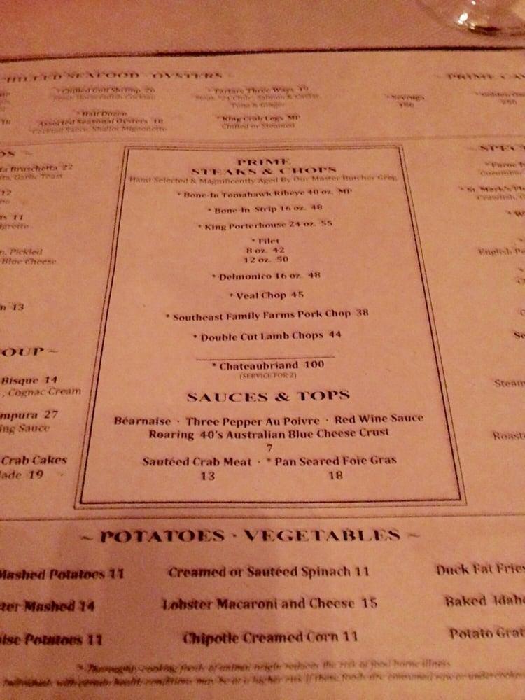 Menu at BR Prime steakhouse, Biloxi, 875 Beach Boulevard