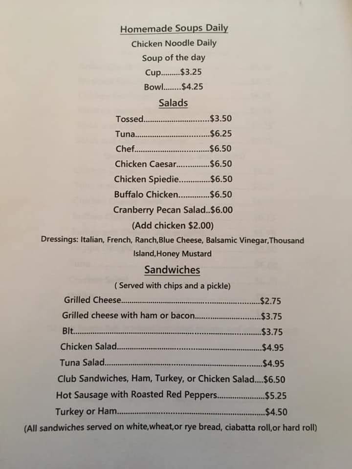 Menu at Church Street Cafe, Jessup