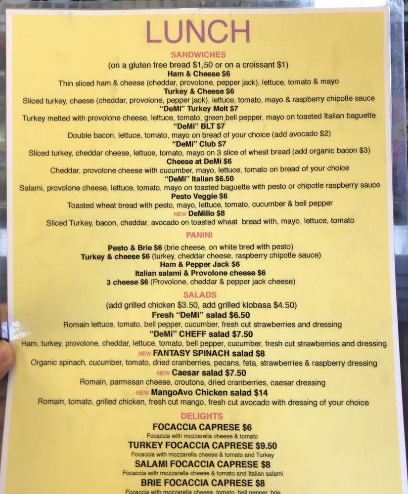 Menu at Demi Cafe Cafe., San Diego, Friars Rd #113