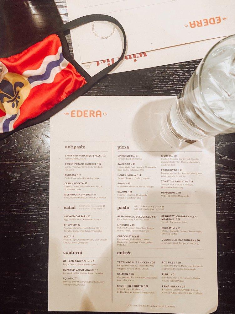 Carta de pizzería Edera Italian Eatery, San Luis