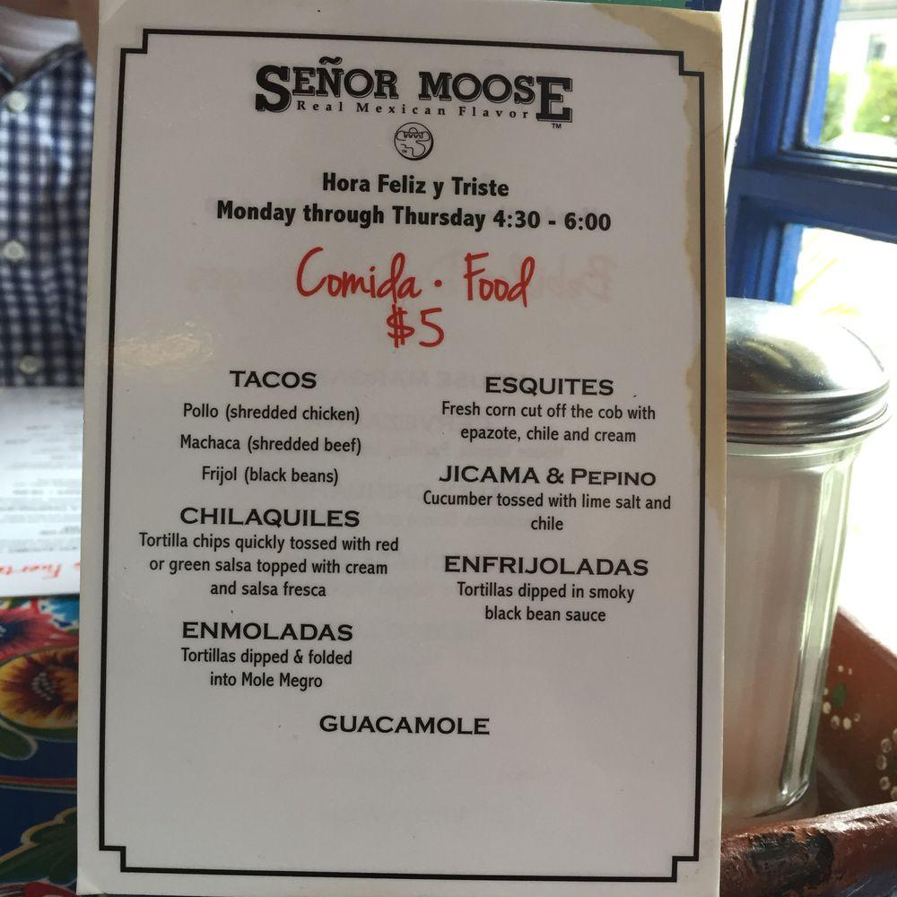 Menu at El Moose restaurant, Seattle