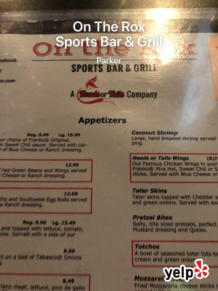Menu at On the Rox Sports Bar & Grill, Parker