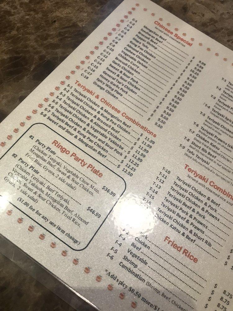 Menu at Ringo Wok Teriyaki restaurant, Auburn