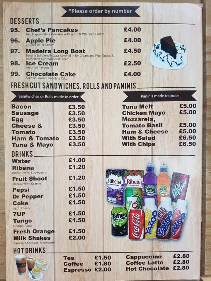 Menu at Blue Corner Cafe, Rushden