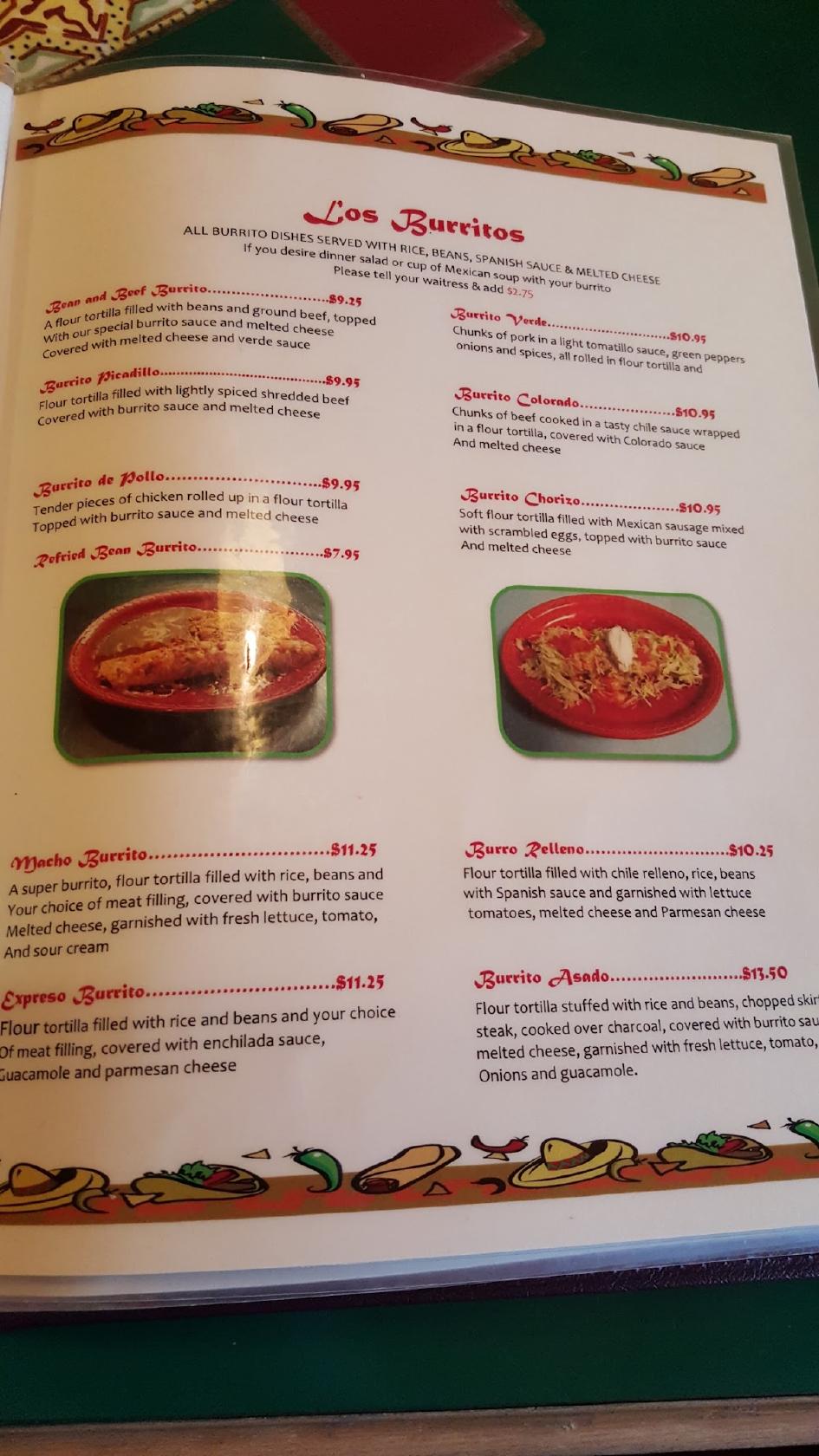 Menu at Los Dos Amigos Fiesta restaurant, Roseburg, NE Stephens St
