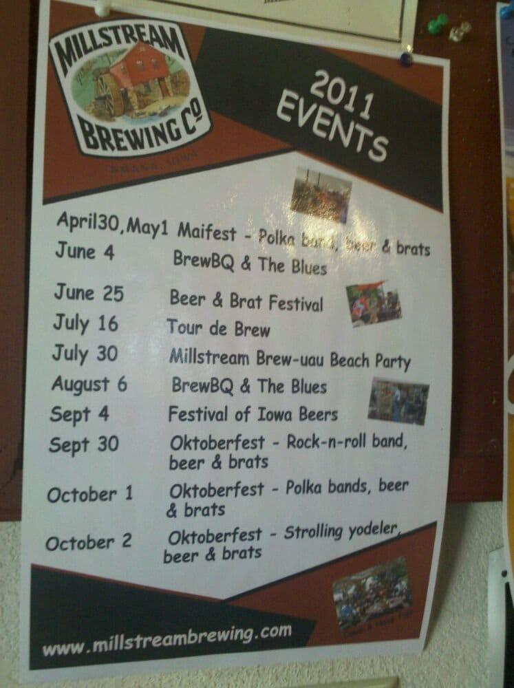 Carta del pub y bar Millstream Brewing Co., Amana