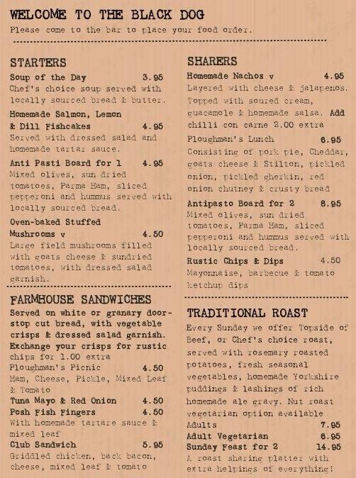 Menu at The Black Dog pub & bar, Leicester