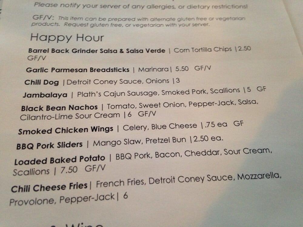 Menu at Barrel Back Restaurant, Walloon Lake