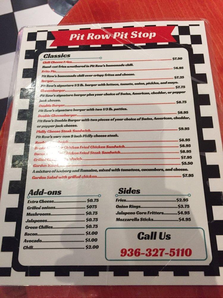 Menu at Pit Row Pit Stop BBQ, Livingston