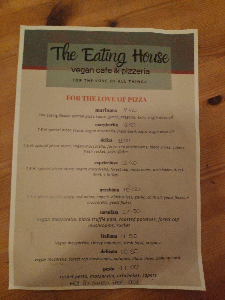 Menu at The Eating House cafe, Blessington