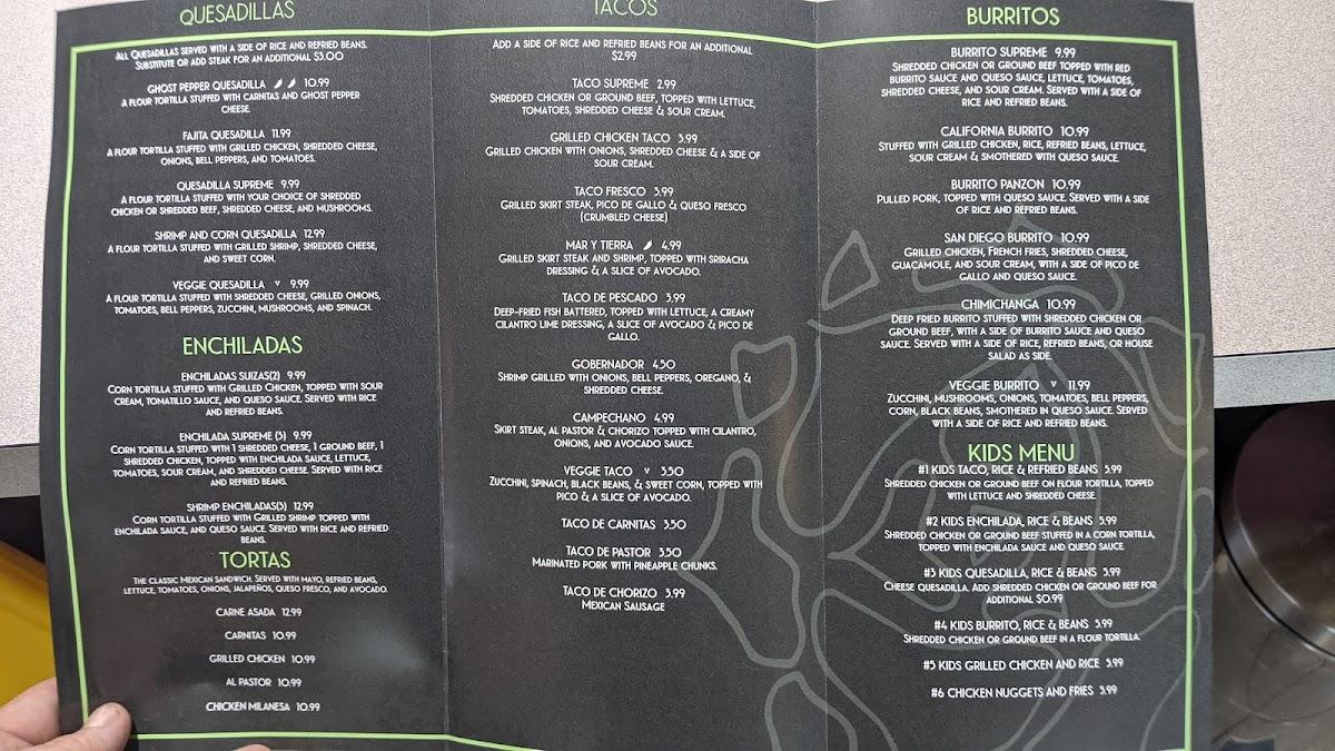 Carta del restaurante Taco Queen, San Agustín