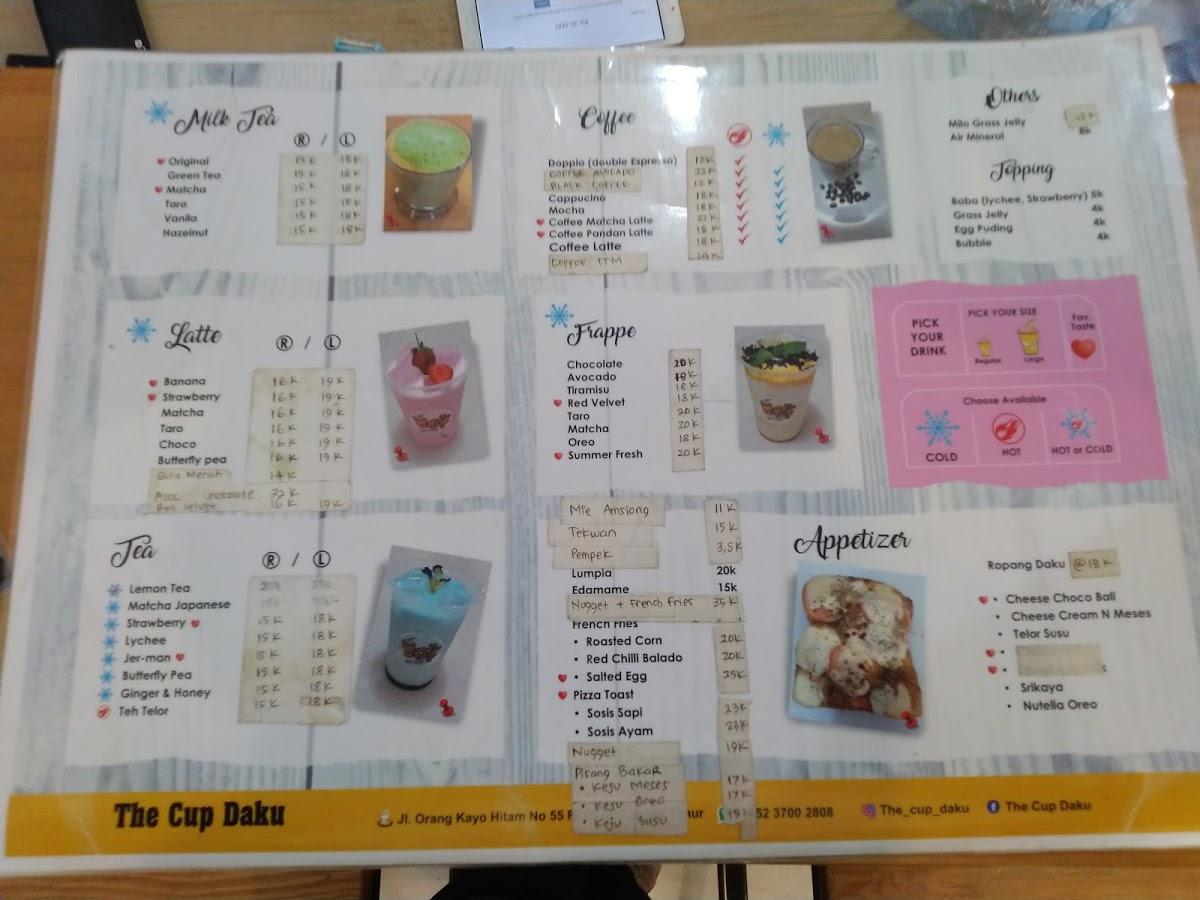 Menu at The Cup Daku Cafe, Jambi