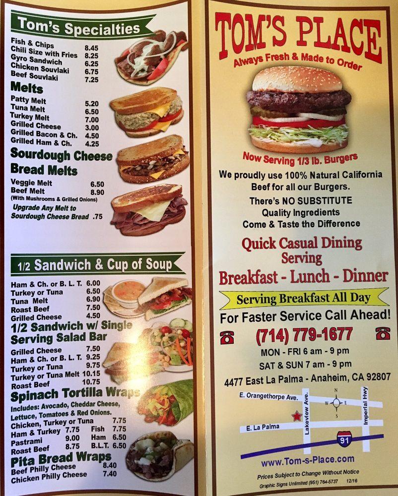 Menu at Perry's Place restaurant, Anaheim, E La Palma Ave